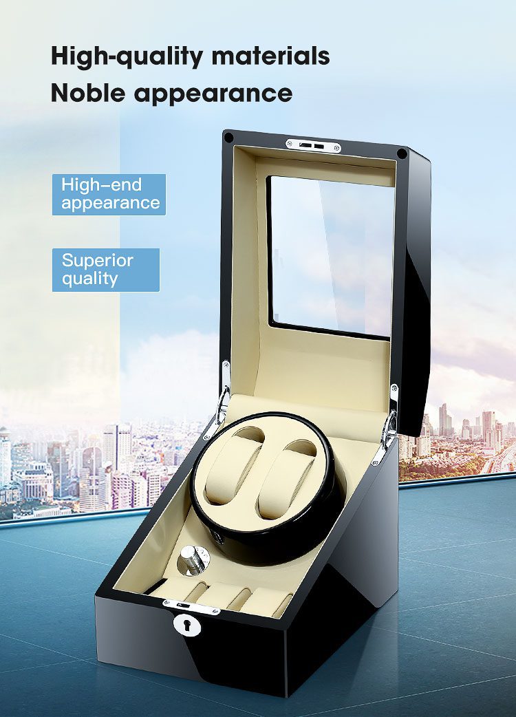 4 Slot Automatic Watch Winder Box – Luxury Red Wood Finish