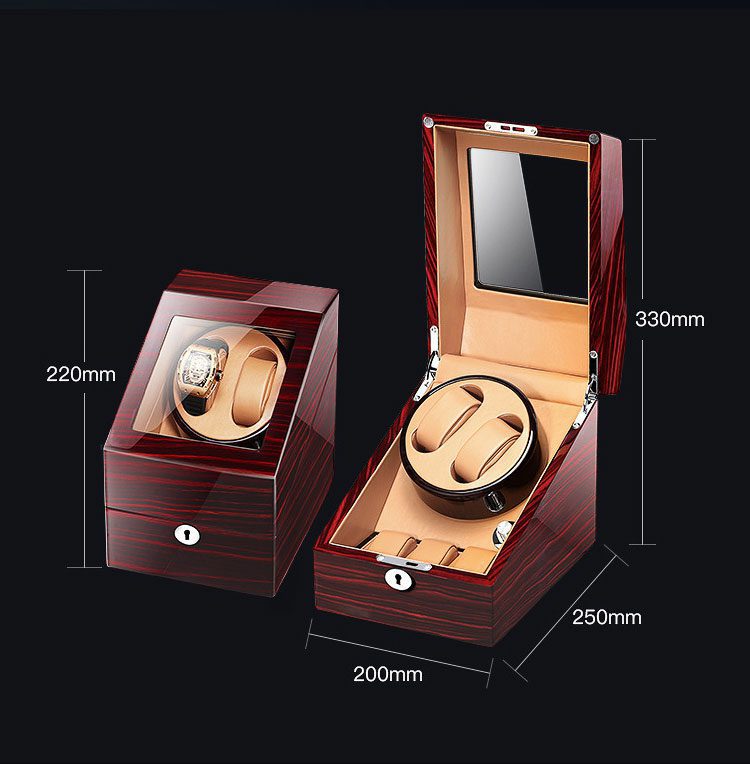 4 Slot Automatic Watch Winder Box – Luxury Red Wood Finish