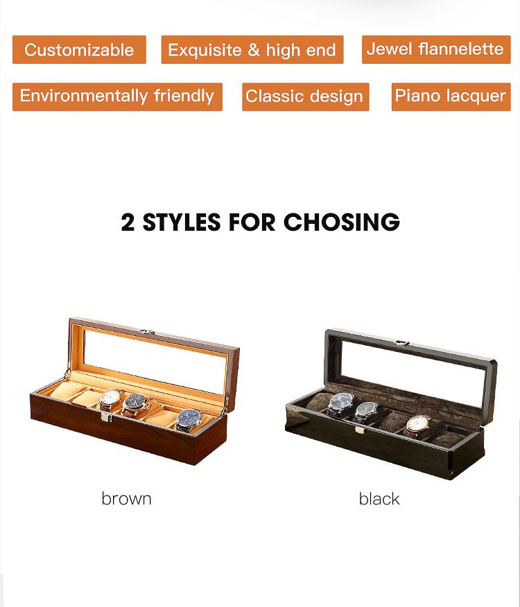 Luxury 6 Slot Watch Storage Box – Elegant Wooden Organizer